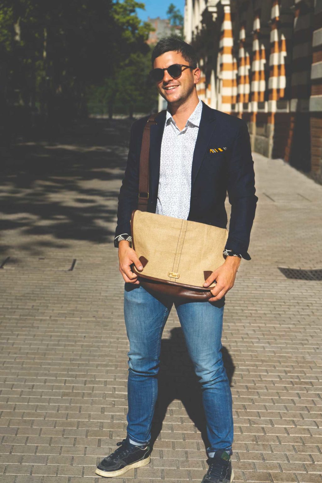 Sacoche messenger jute ciré & cuir - BAYGA - Bhallot | éthiquement stylé